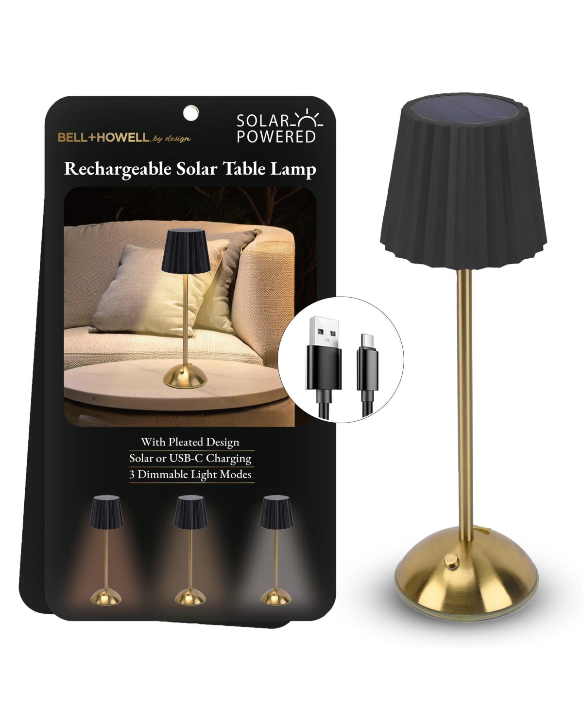 Click here for Bell + Howell Rechargeable Solar Wide Pleated Desi... prices
