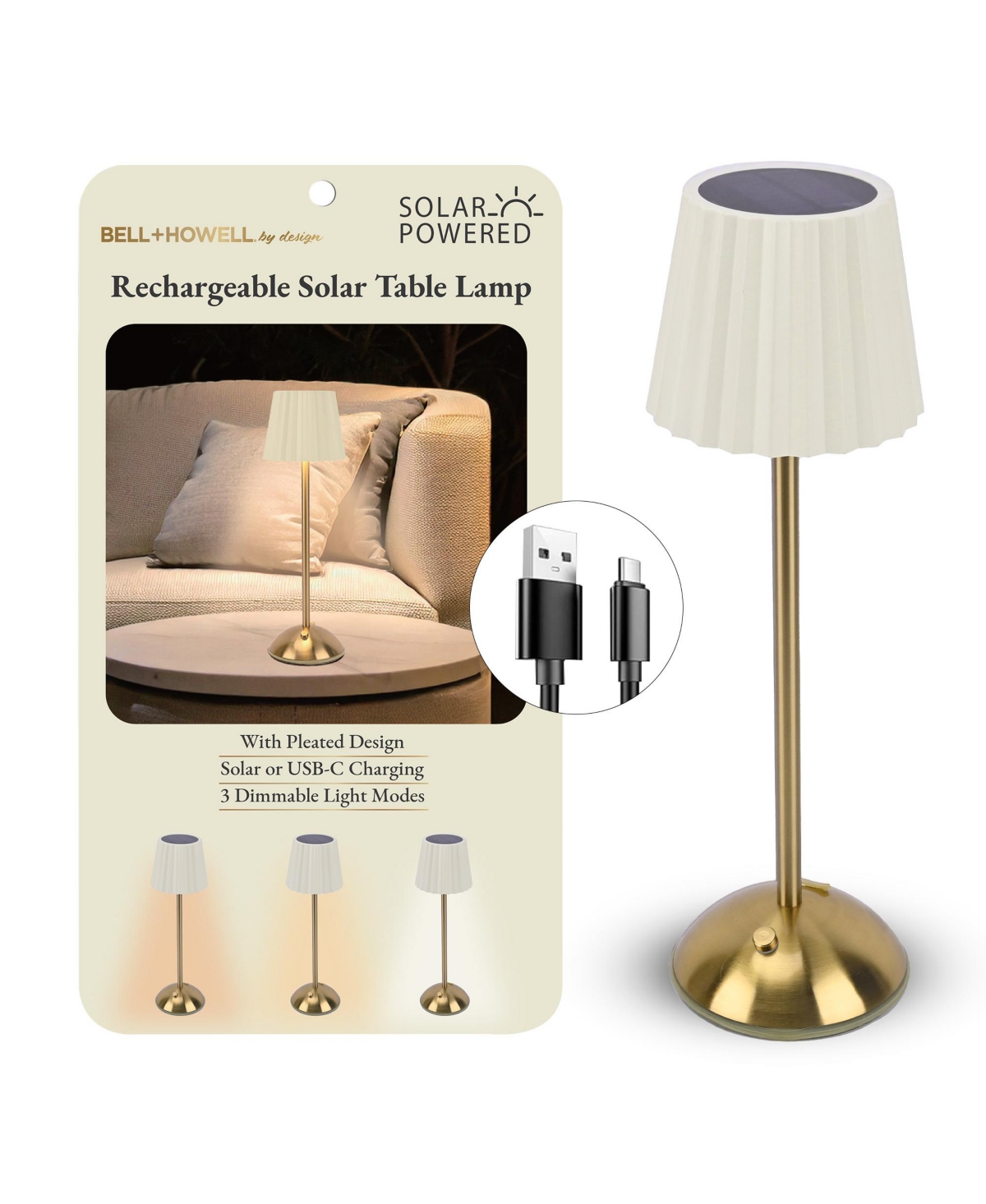 Click here for Bell + Howell Rechargeable Solar Wide Pleated Desi... prices