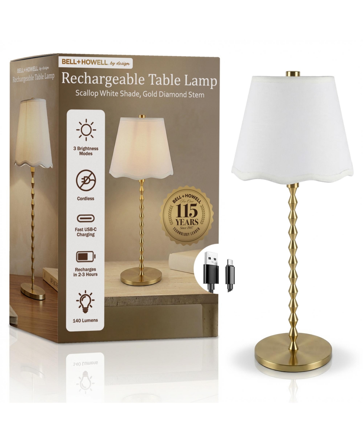 Click here for Bell + Howell Stem Scallop Shade Rechargeable Touc... prices