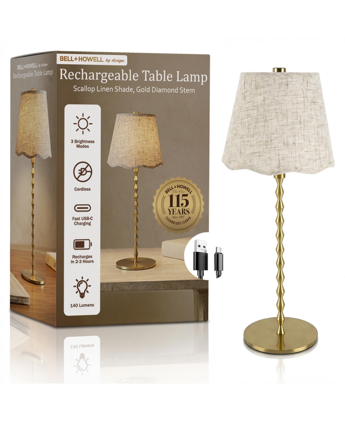 Click here for Bell + Howell Stem Scallop Shade Rechargeable Touc... prices