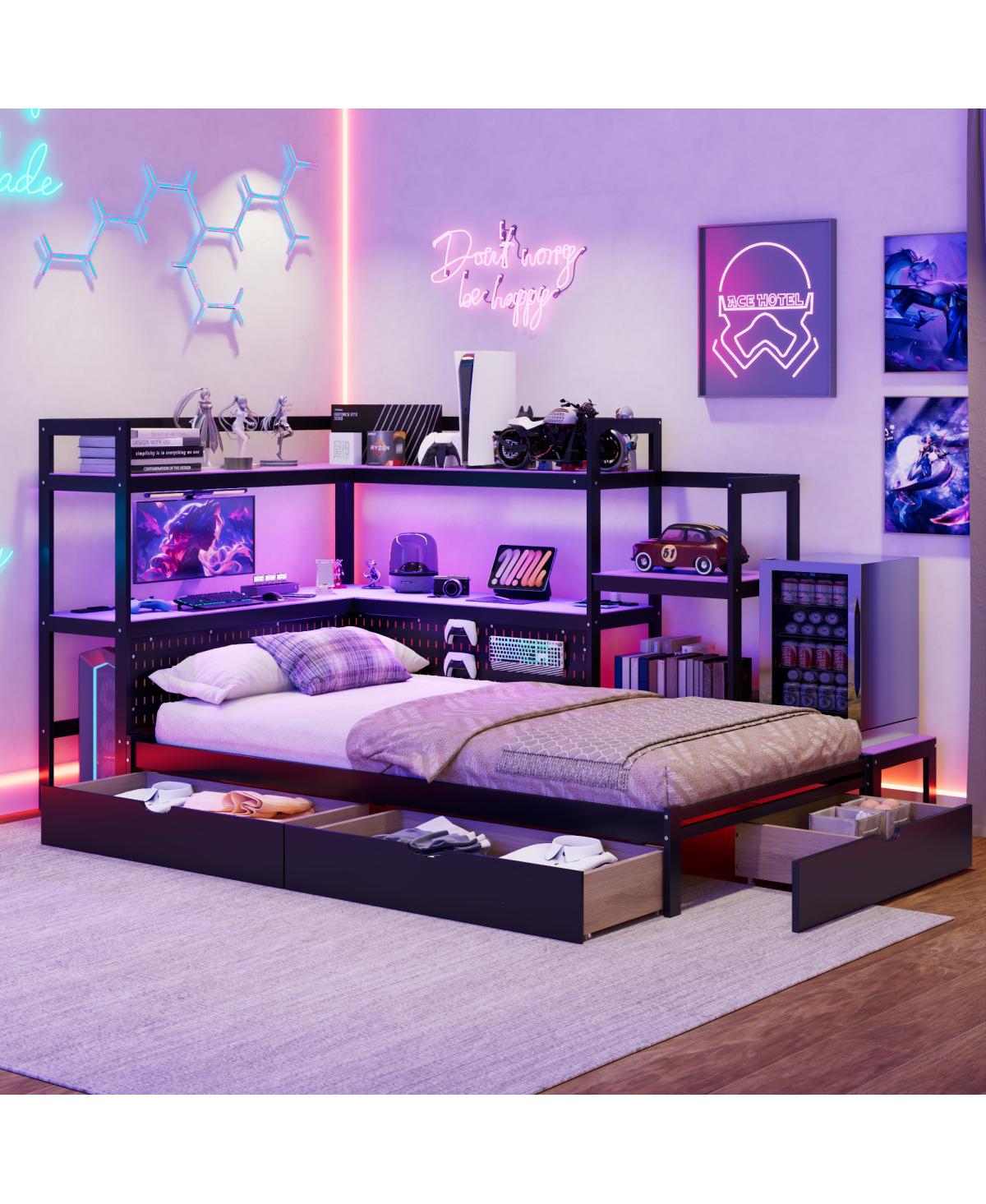 Click here for Streamdale Furniture Gaming Daybed with Desk  Led... prices