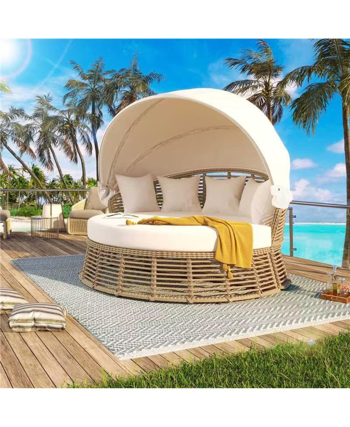 Click here for Streamdale Furniture Outdoor Rattan Round Daybed w... prices