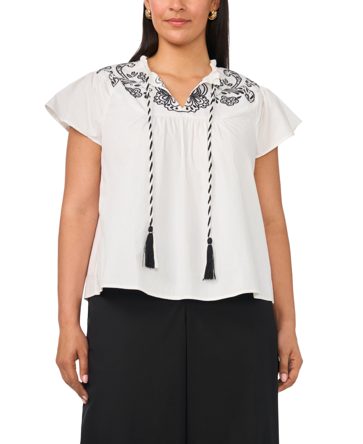 Click here for Vince Camuto Plus Size Flutter-Sleeve Split Neck F... prices