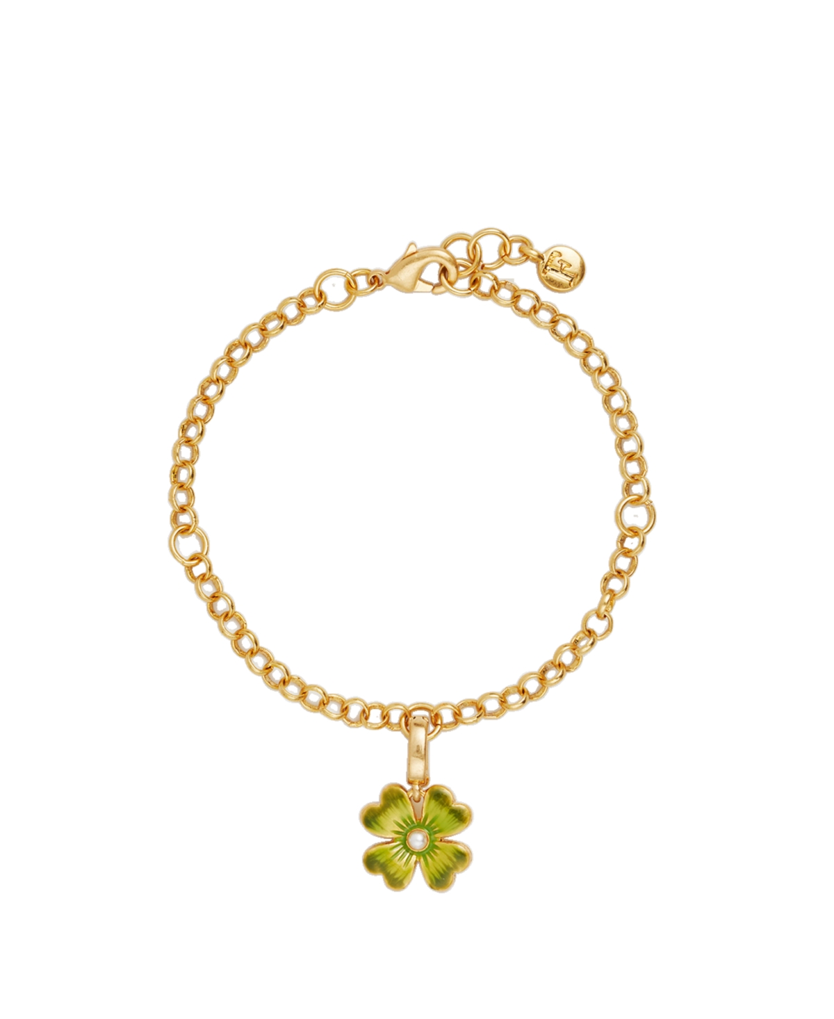 Click here for Fable England Gold Lucky Clover and Pearl Charm Br... prices