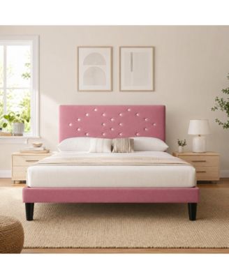 Click here for Homfan Tufted Upholstered Platform Bed With Crysta... prices