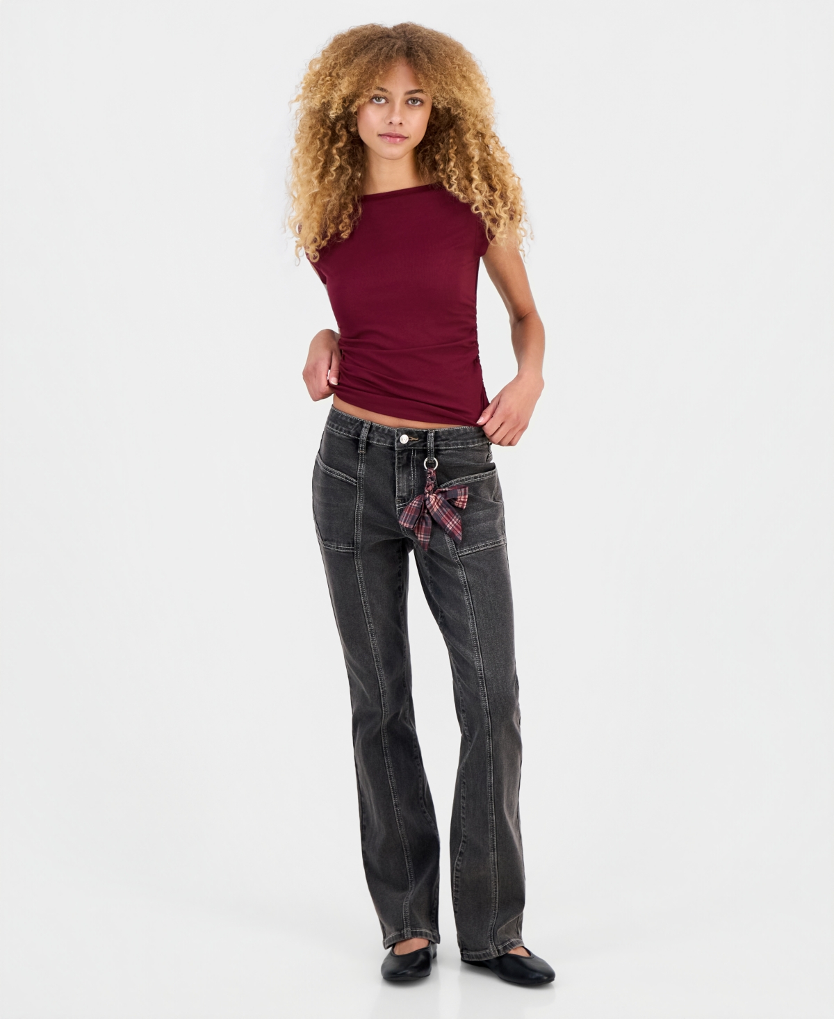 Click here for Madden Girl Juniors Mid Rise Seamed Bootcut Jeans... prices