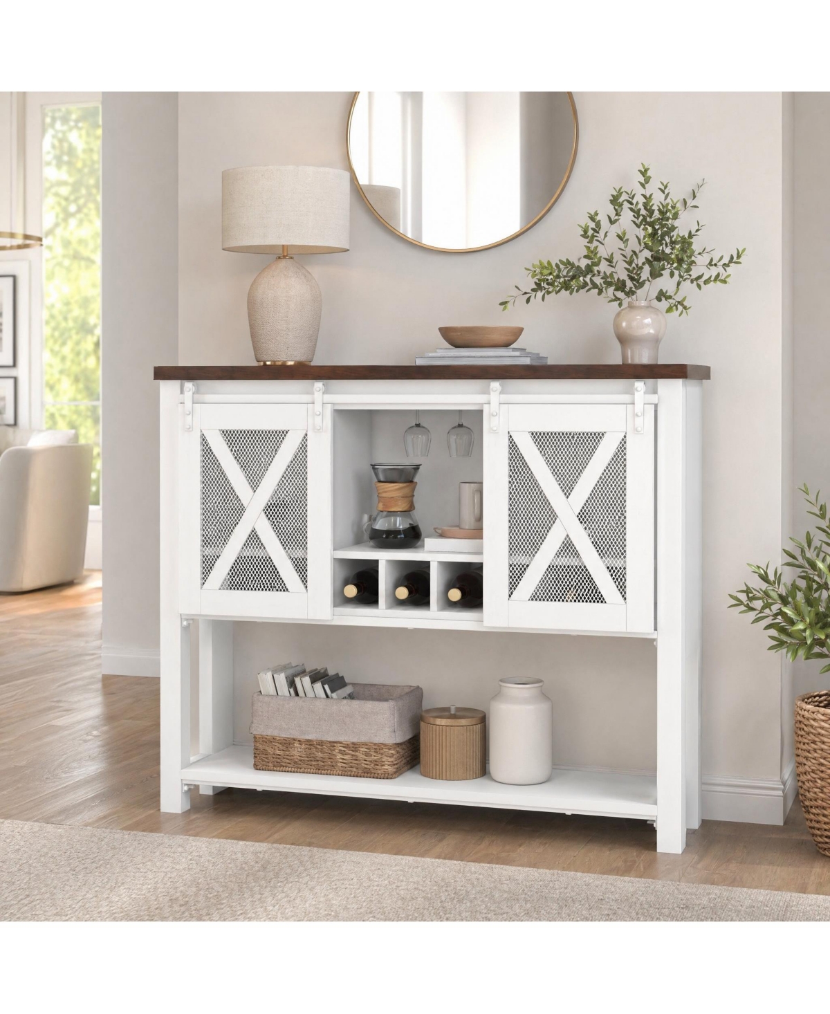 Click here for homfan Bar Cabinet with Sliding Barn Mesh Door  De... prices