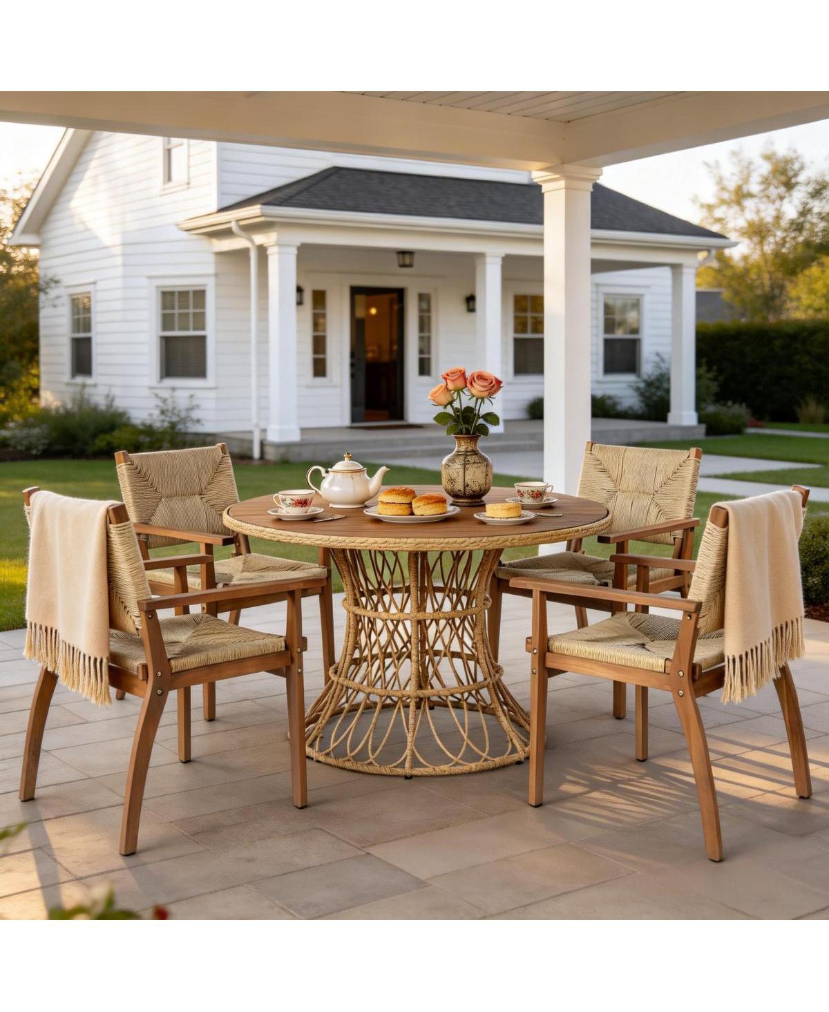 Click here for Streamdale Furniture 5-Piece Acacia Wood and Wicke... prices