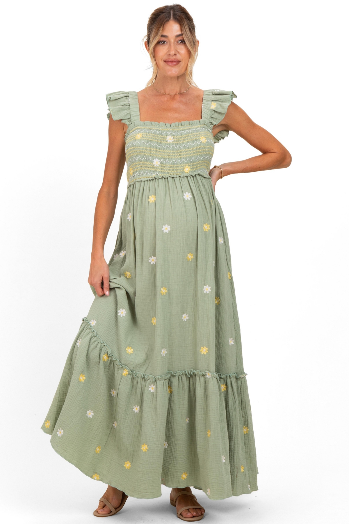 Click here for Pinkblush Maternity Green Floral Embroidered Smock... prices