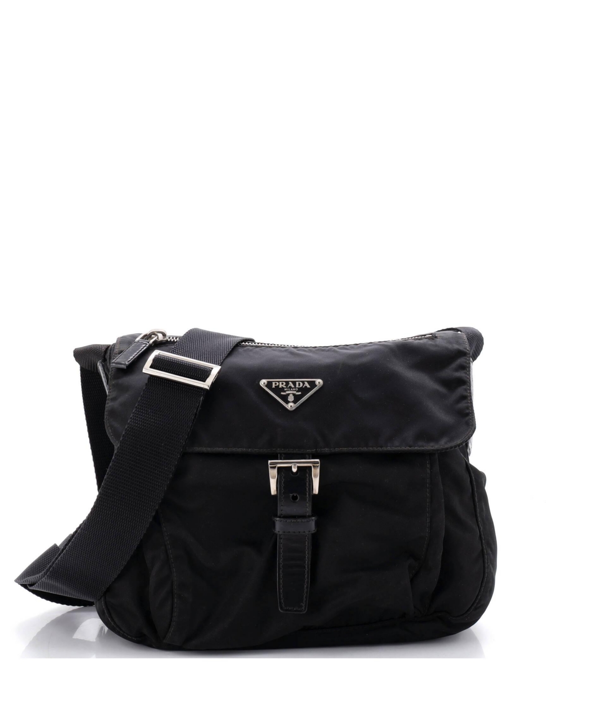 Click here for Pre-Owned Prada Small Buckle Messenger Bag Tessuto... prices