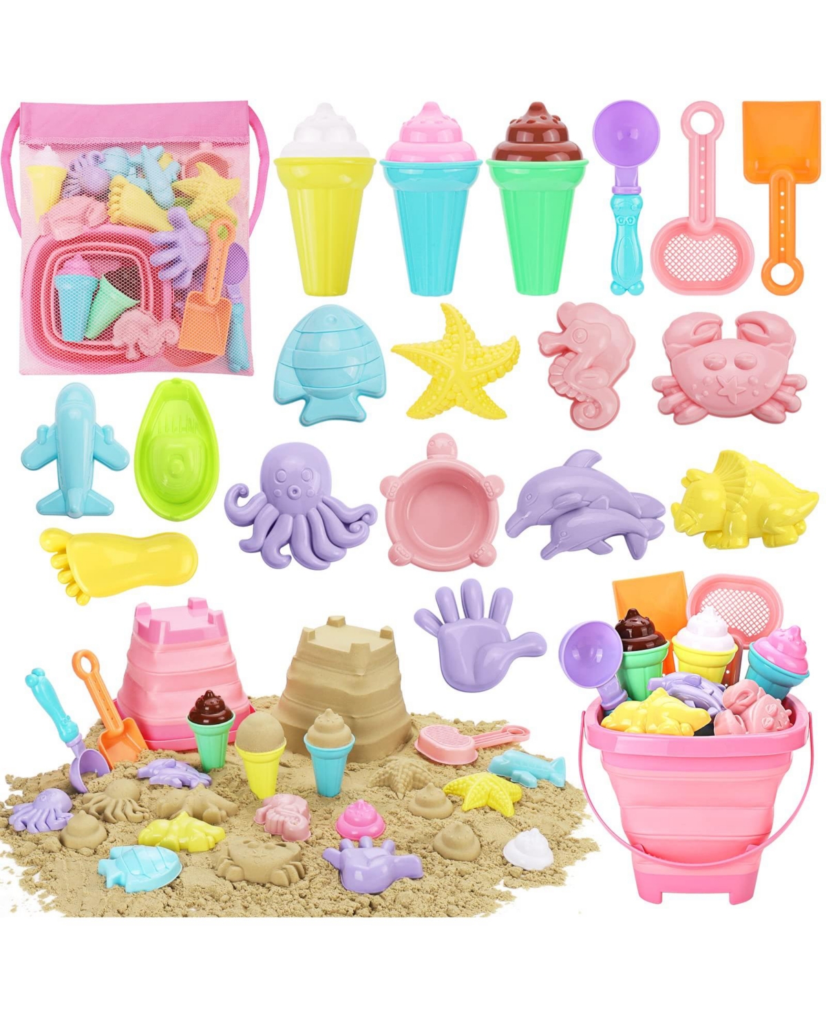 Click here for Gnuadz 24-piece Beach Toys Ice Cream Sand Bucket S... prices