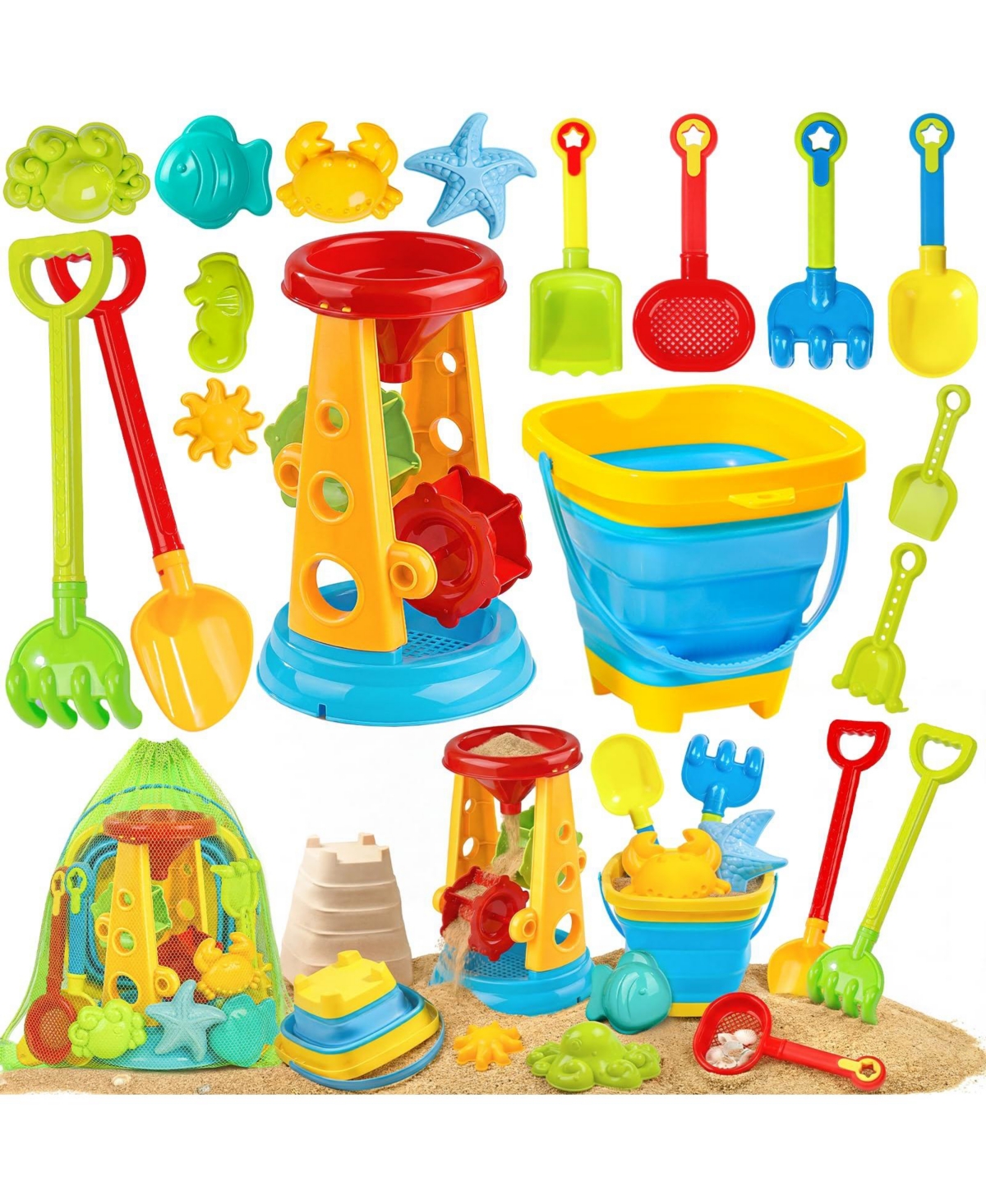 Click here for Gnuadz 17-piece Collapsible Beach Sand Toys Bucket... prices