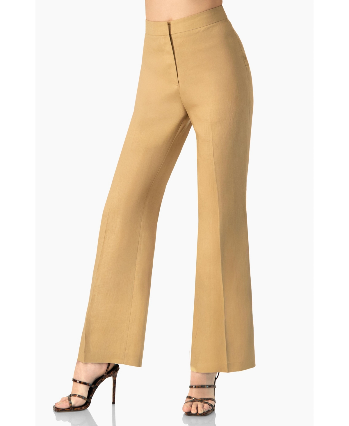 Click here for Ivonne Womens Linen Straight Leg Wide Pants - Beig... prices