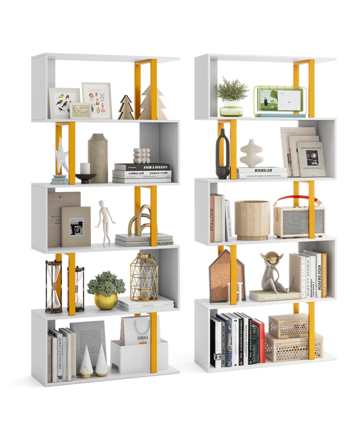 Click here for Gymax 2 Pieces 5 Tier Geometric Bookcase 62 Inch S... prices