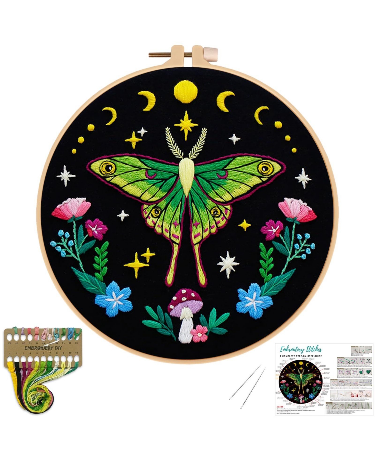 Click here for Gnuadz Flower Embroidery Kit Beginner Hoop Guide -... prices