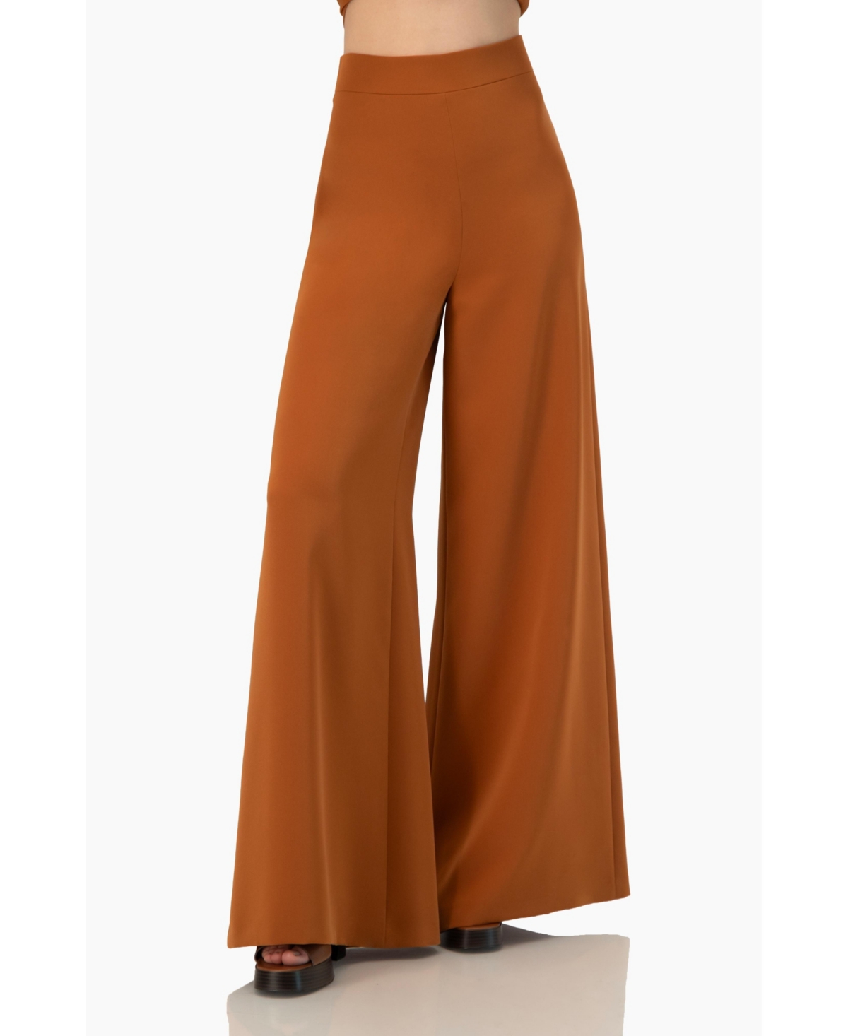 Click here for Ivonne Womens Solid Ultra Wide-Leg Pants - Brown prices