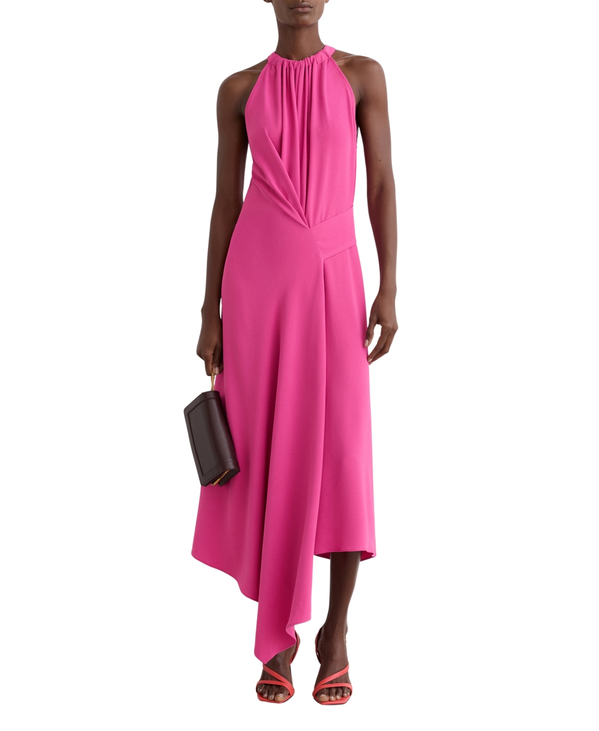 Click here for Reiss Womens Drape-Detail Sleeveless Midi Dress -... prices