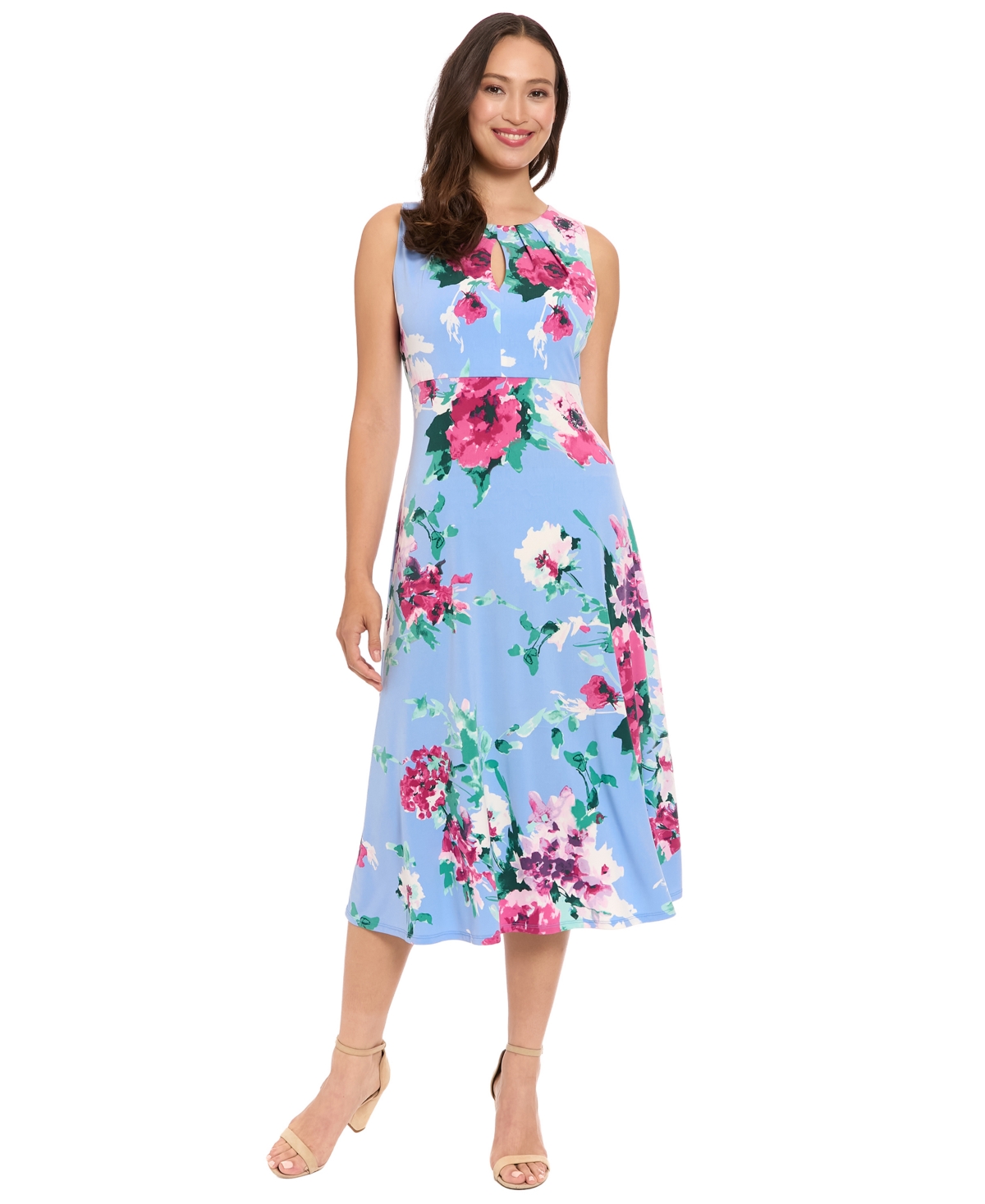Click here for London Times Womens Sleeveless Keyhole Midi Dress... prices