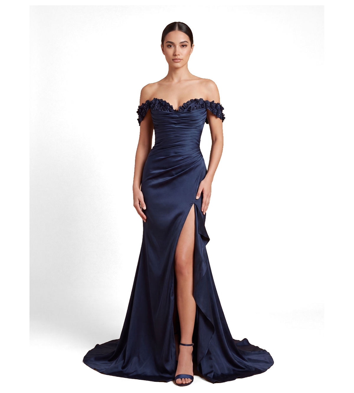 Click here for Lara Womens Off Shoulder Crepe Gown - Navy prices