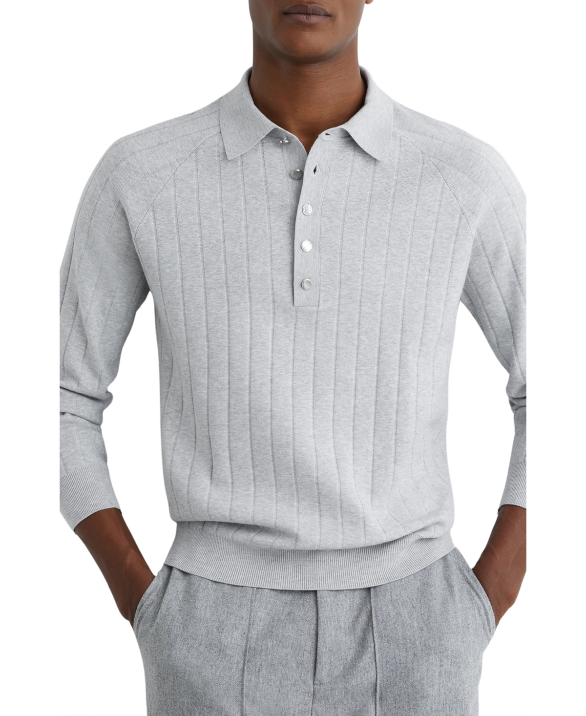 Click here for Reiss Mens Dillingham Half Button Wide Ribbed Polo... prices