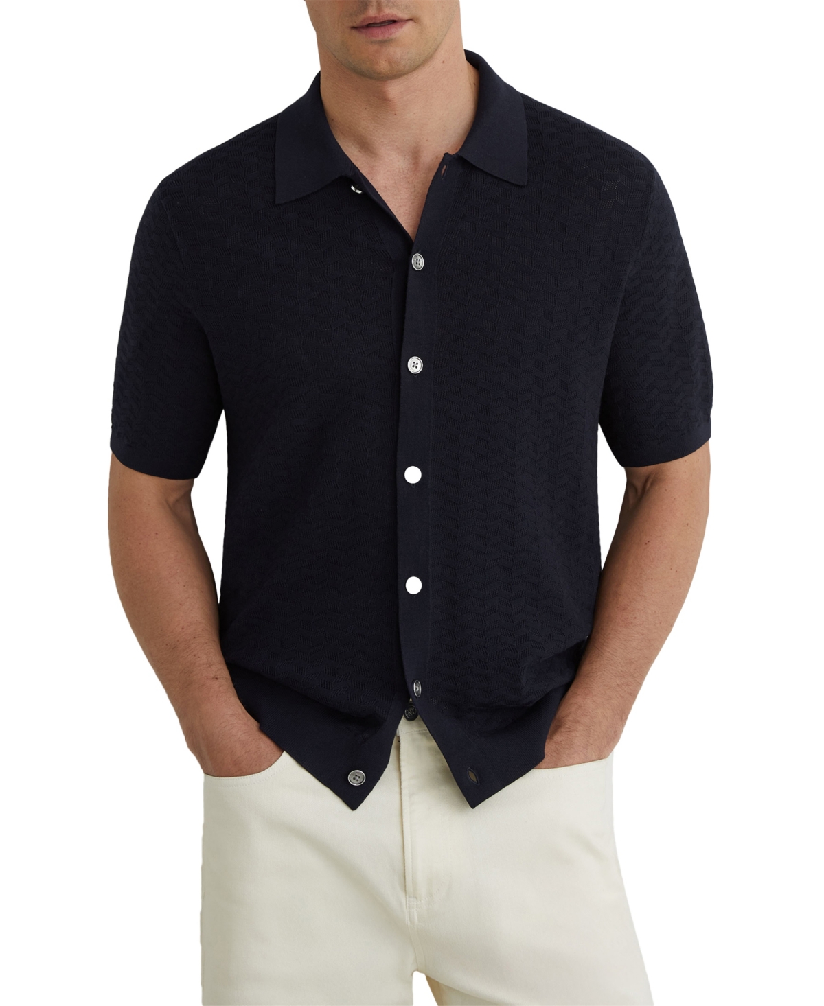 Click here for Reiss Mens Phoenix Button Through Textured Shirt -... prices