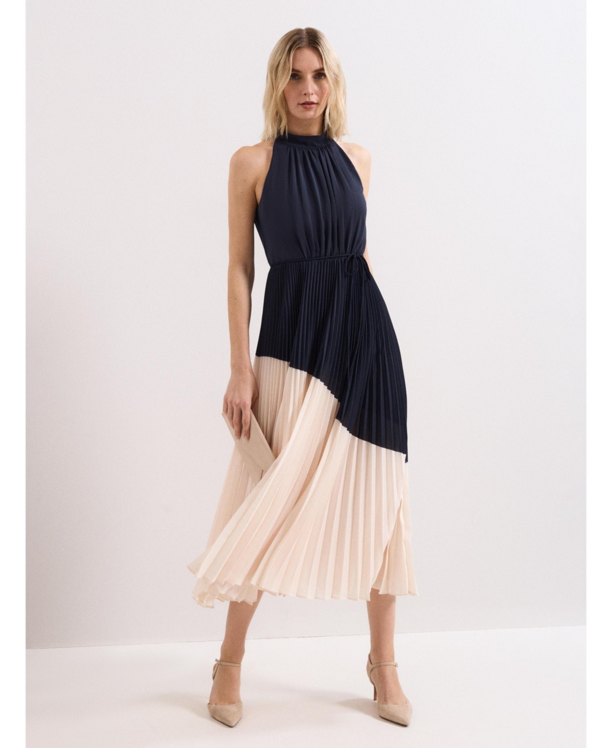 Click here for Phase Eight Womens Kimira Halter Pleated Midi Dres... prices