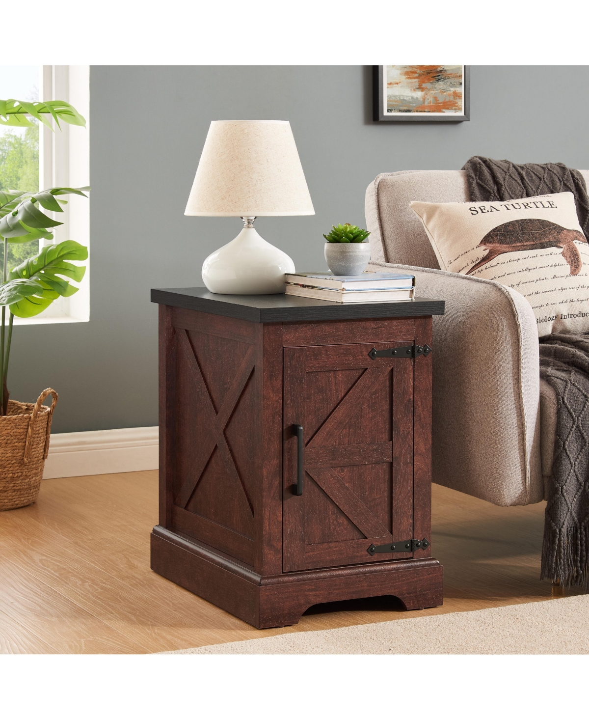 Click here for Cesicia Mdf Farmhouse Nightstand End Table with Ba... prices