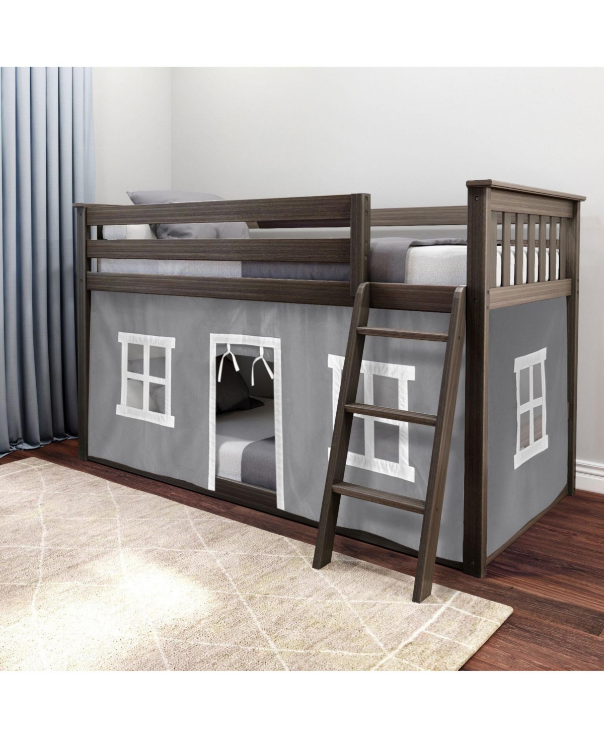 Click here for Max & Lily Twin over Twin Low Bunk with Curtains -... prices