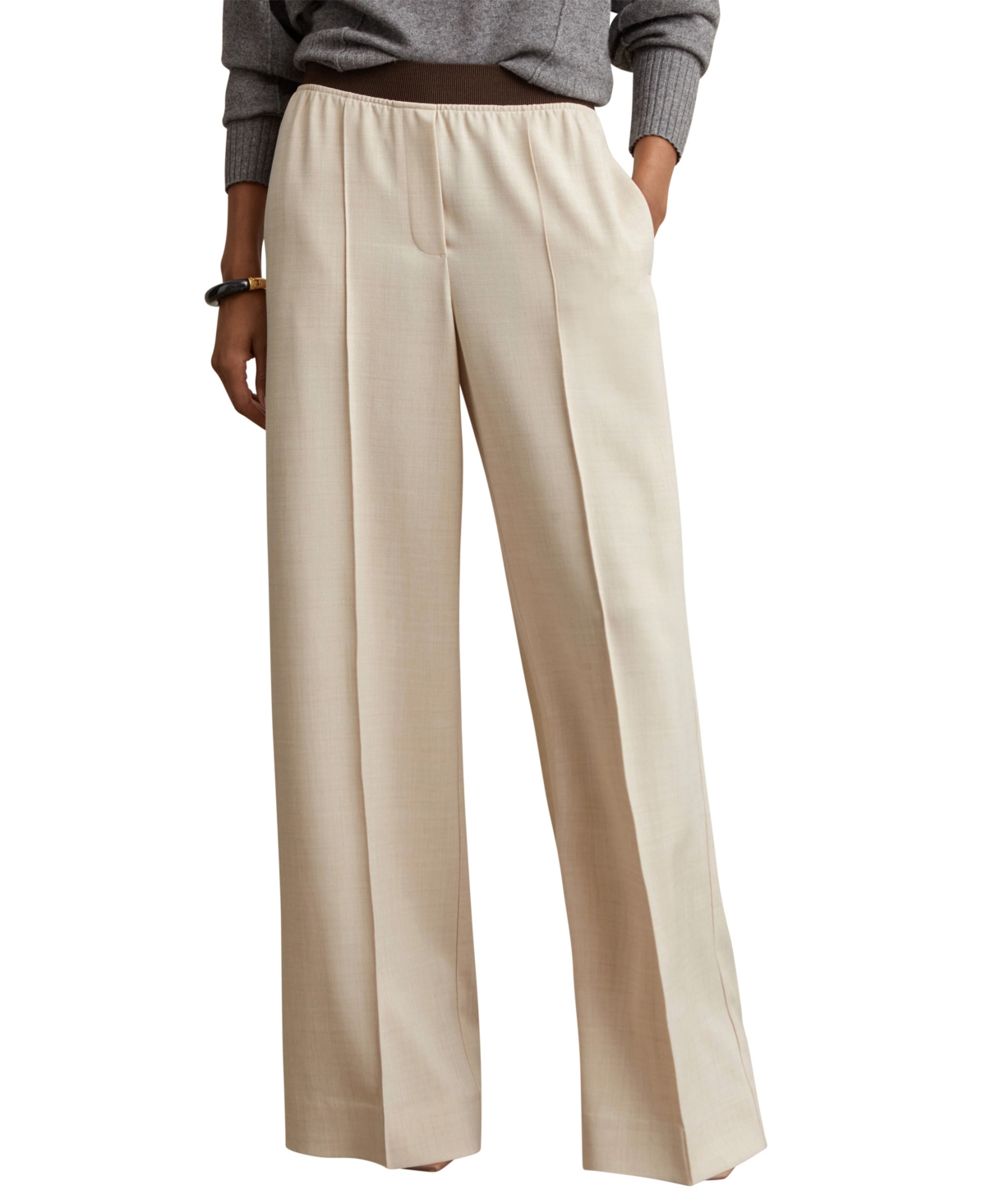 Click here for Reiss Petite Wilde Wide Leg Trouser Pants - Neutra... prices
