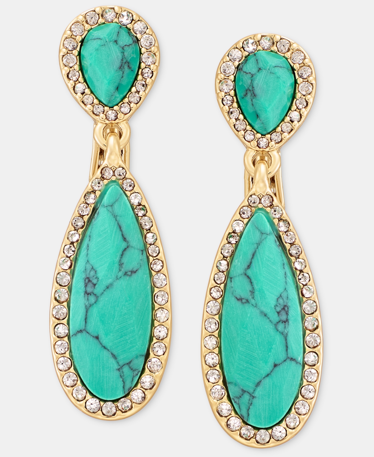 Click here for Anne Klein Pave & Stone Clip-On Drop Earrings - Mu... prices