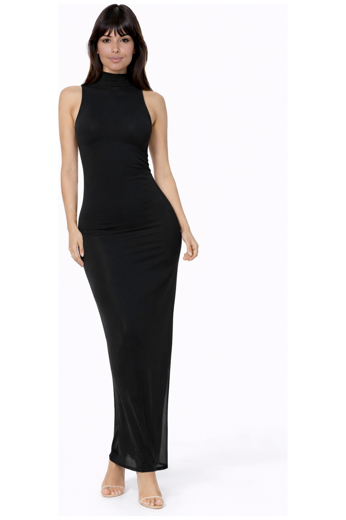 Click here for Bebe Womens Powermesh Side Shirred Maxi Dress - Bl... prices
