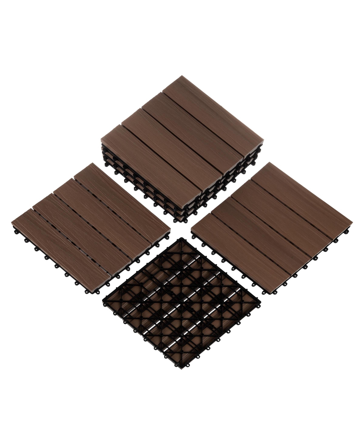 Click here for Pure Garden Patio Floor Tiles - Set Of 6 Wood/Plas... prices