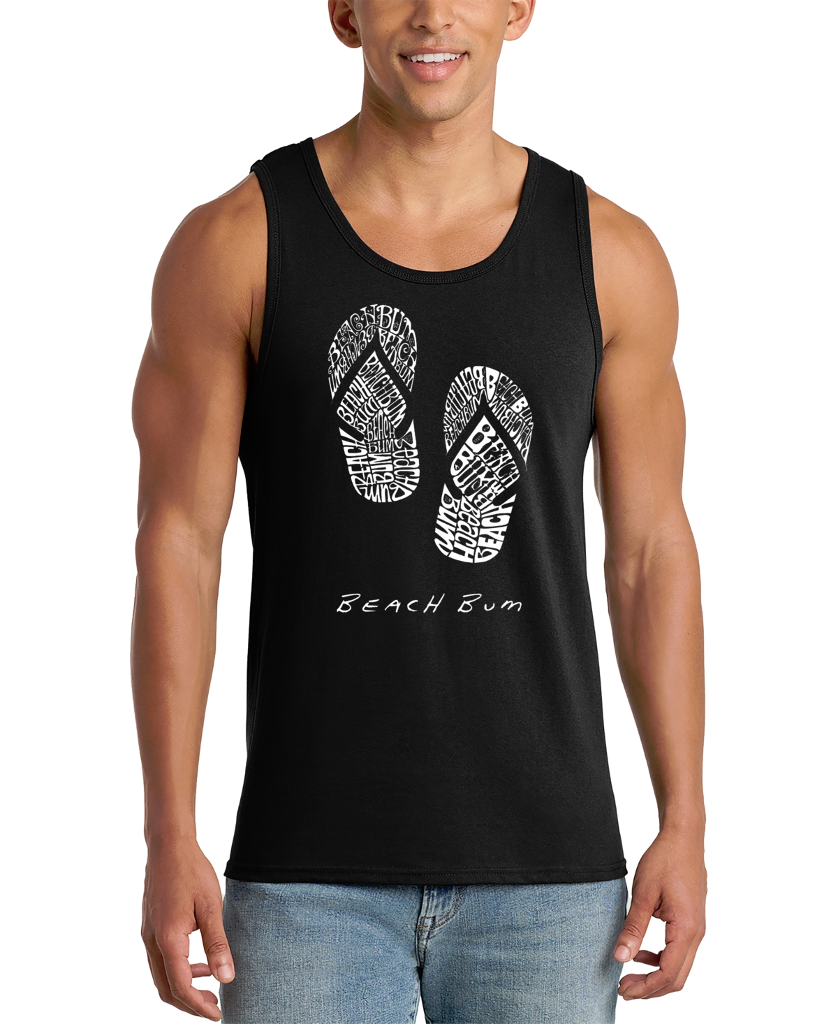 Click here for La Pop Art Mens Flip Flops Beach Bum Word Art Grap... prices