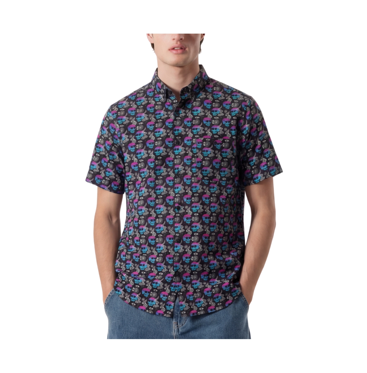 Click here for WeSC Mens Trippy Skulls Shirt - Black prices