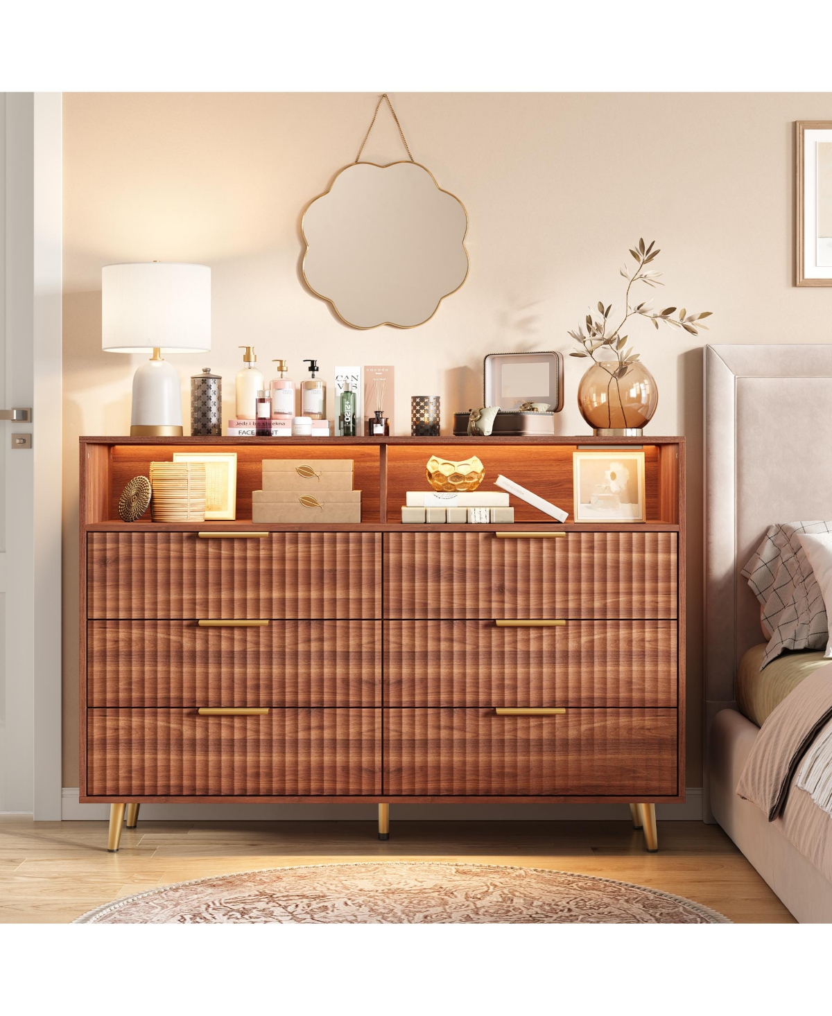 Click here for homfan 6-Drawer Fluted Dresser with Charging Stati... prices