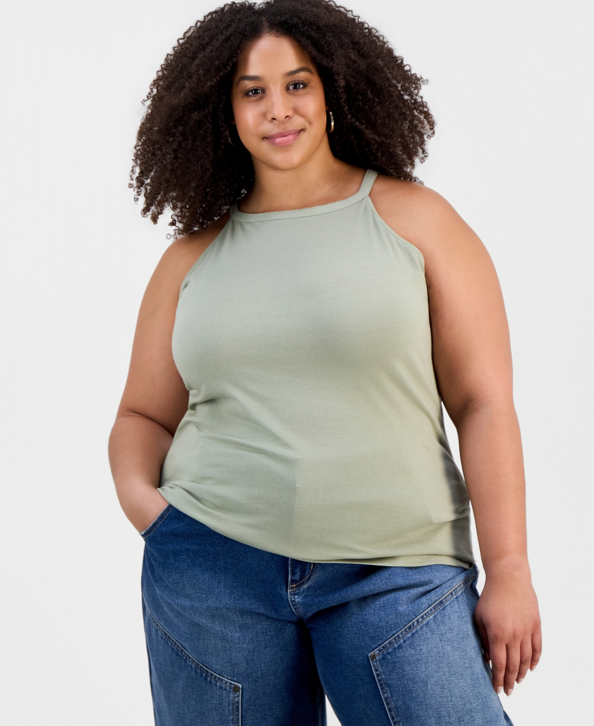 Click here for Aveto Trendy Plus Size Halter Tank Top - Sgr - Sea... prices