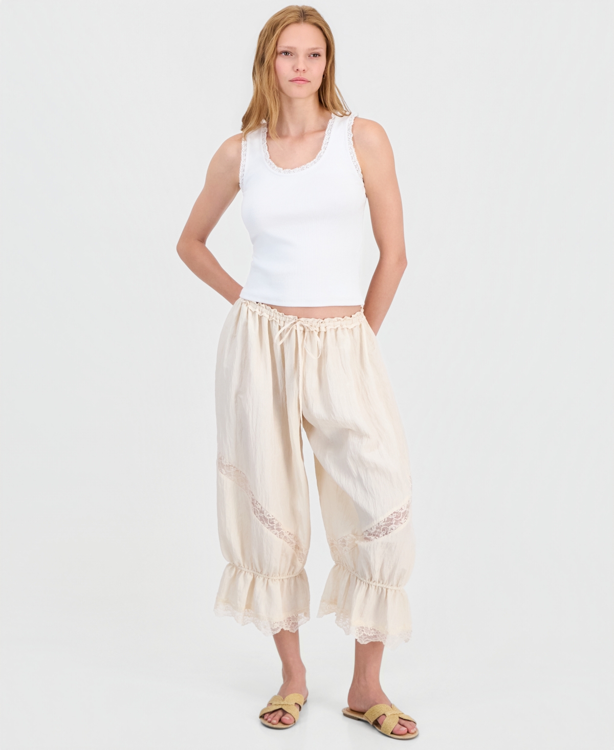 Click here for And Now This Womens Lace-Trim Balloon Pants  Macys... prices