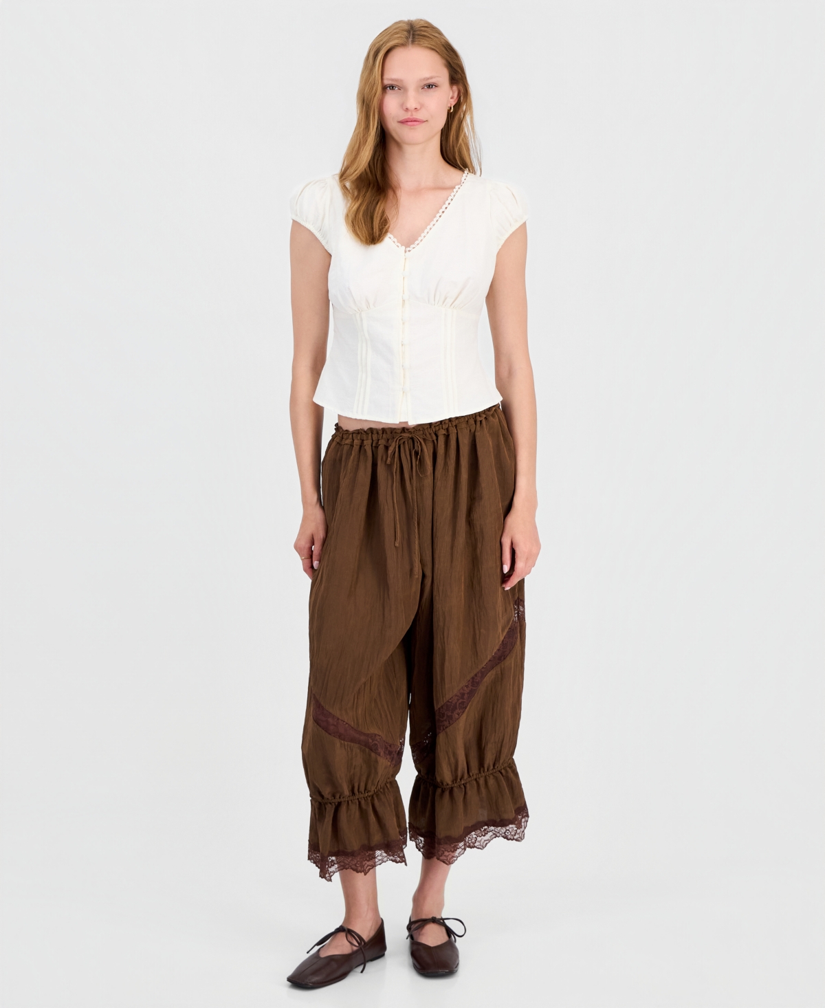 Click here for And Now This Womens Lace-Trim Balloon Pants  Macys... prices