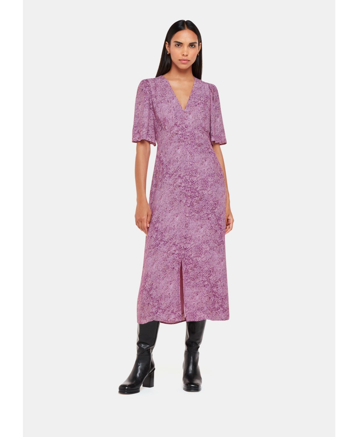 Click here for Whistles Womens Diagonal Snake Midi Dress - Pink/m... prices