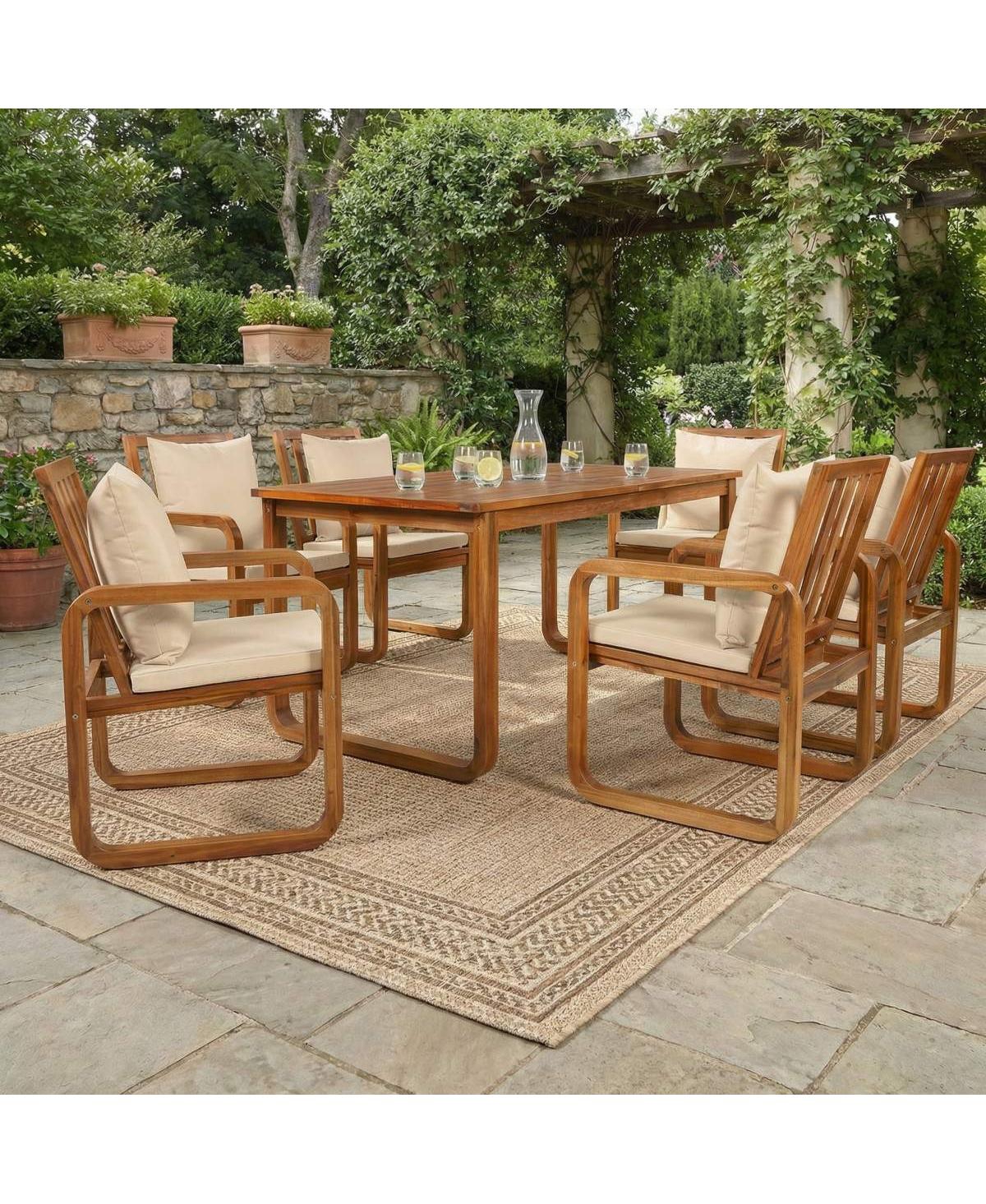 Click here for Asagikoiai 7-Piece Acacia Wood Patio Dining Set wi... prices