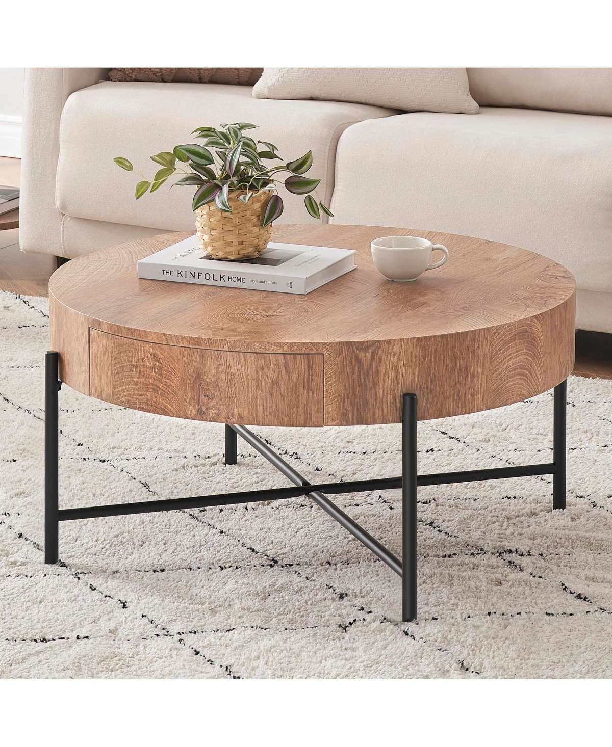 Click here for homfan Round Coffee Table with Drawers Circle Coff... prices