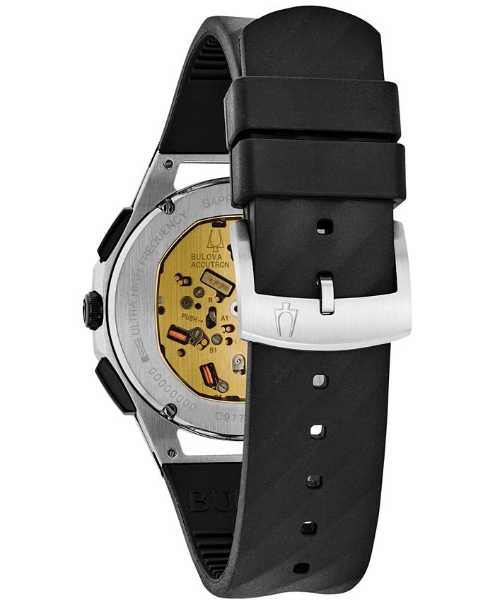 Bulova Men's Chronograph Curv Black Rubber Strap Watch 44mm 98A161 - Macy's