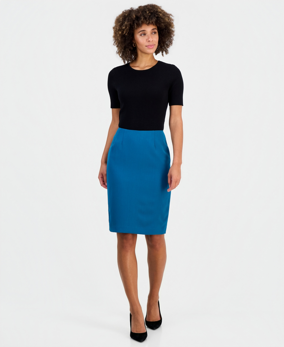 Click here for Kasper Womens Crepe Pencil Skirt - Bottle Teal prices