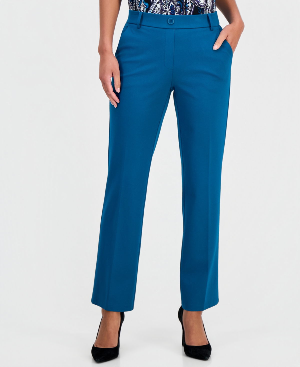 Click here for Kasper Womens Audrey Pull-On Mid-Rise Slim-Leg Tro... prices