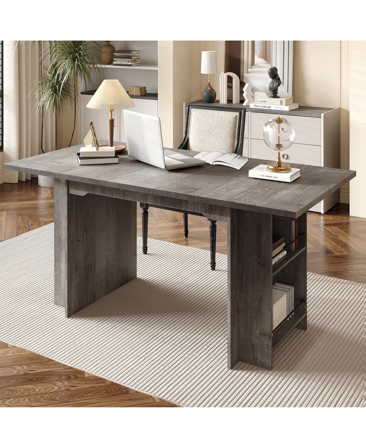 Click here for gaomon 63 Inch Farmhouse Dining Table with 4 Stora... prices