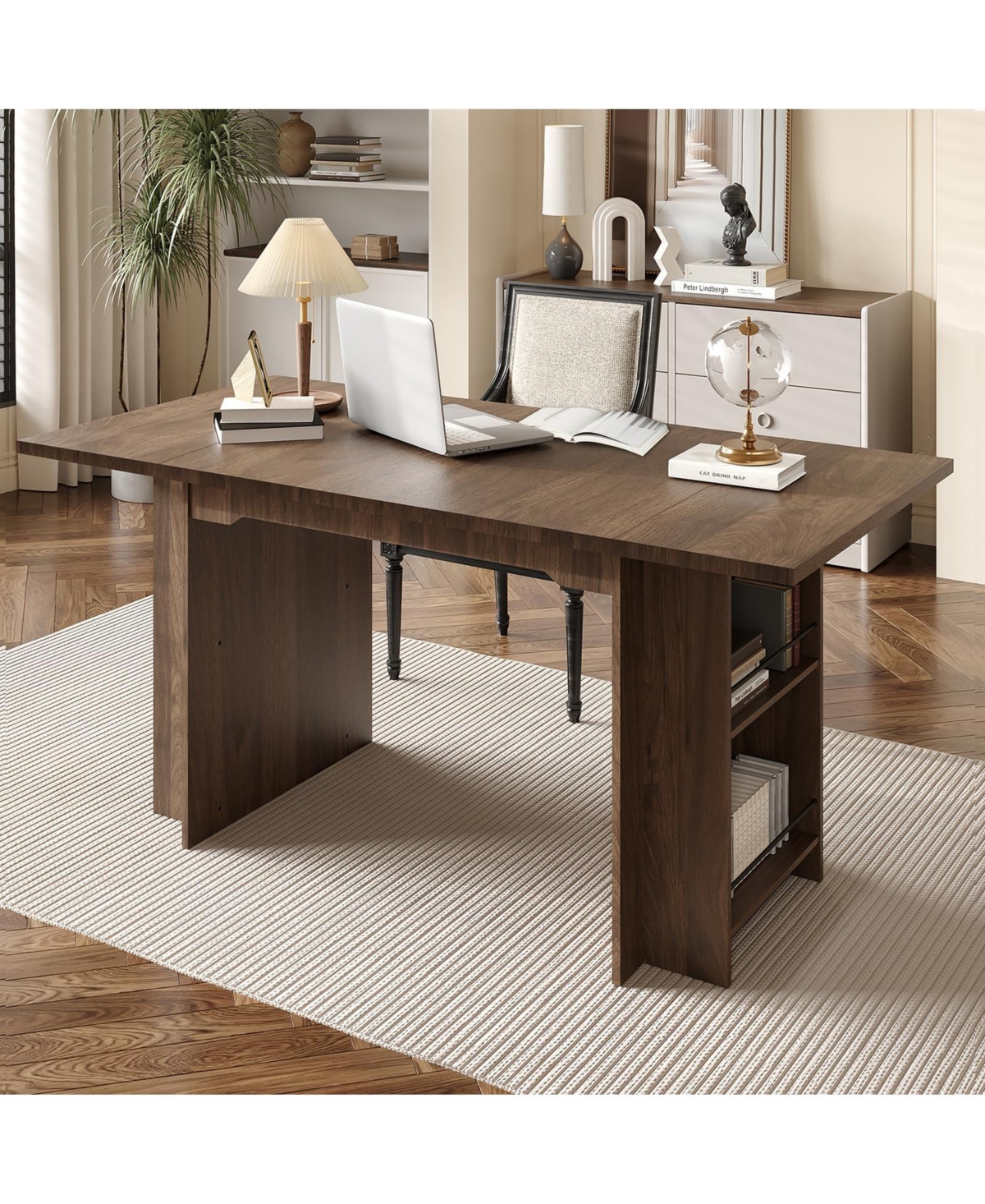 Click here for gaomon 63 Inch Farmhouse Dining Table with 4 Stora... prices