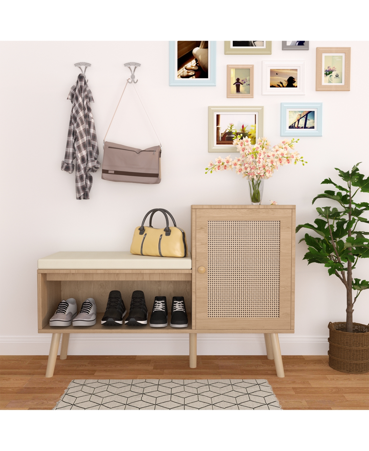 Click here for Rainsken 2-in-1 Shoe Storage Bench  Rattan Shoe Ca... prices