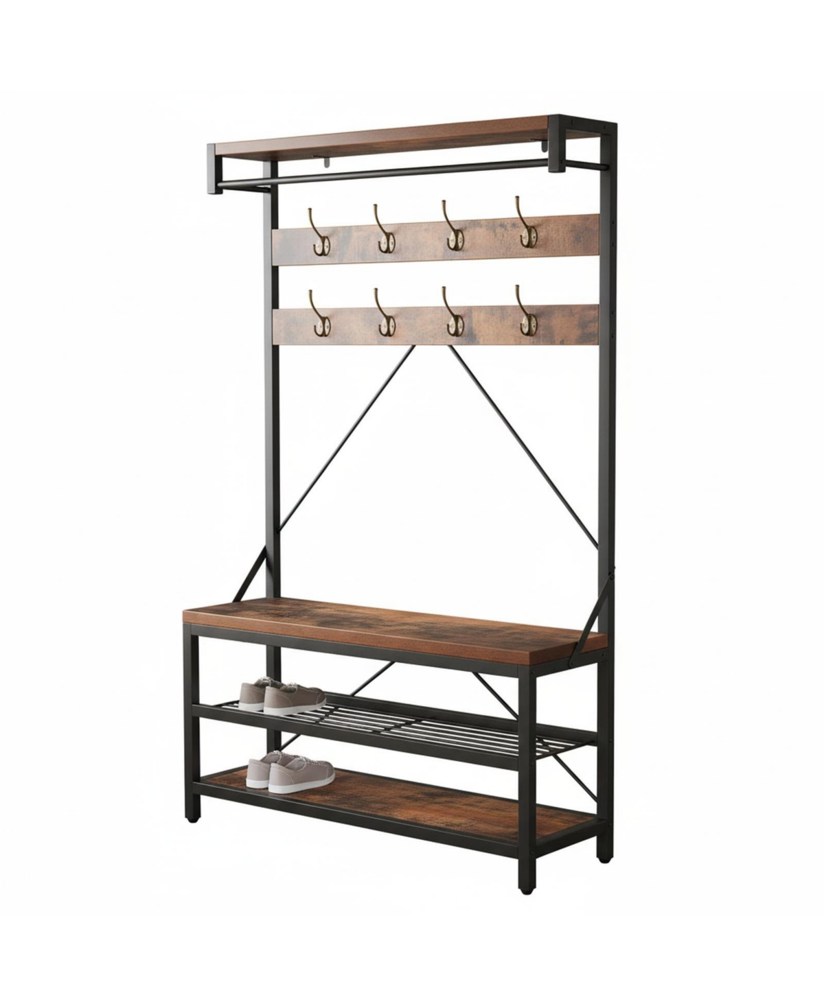 Click here for Yigii Industrial Hall Tree Shoe Bench Coat Rack 8... prices