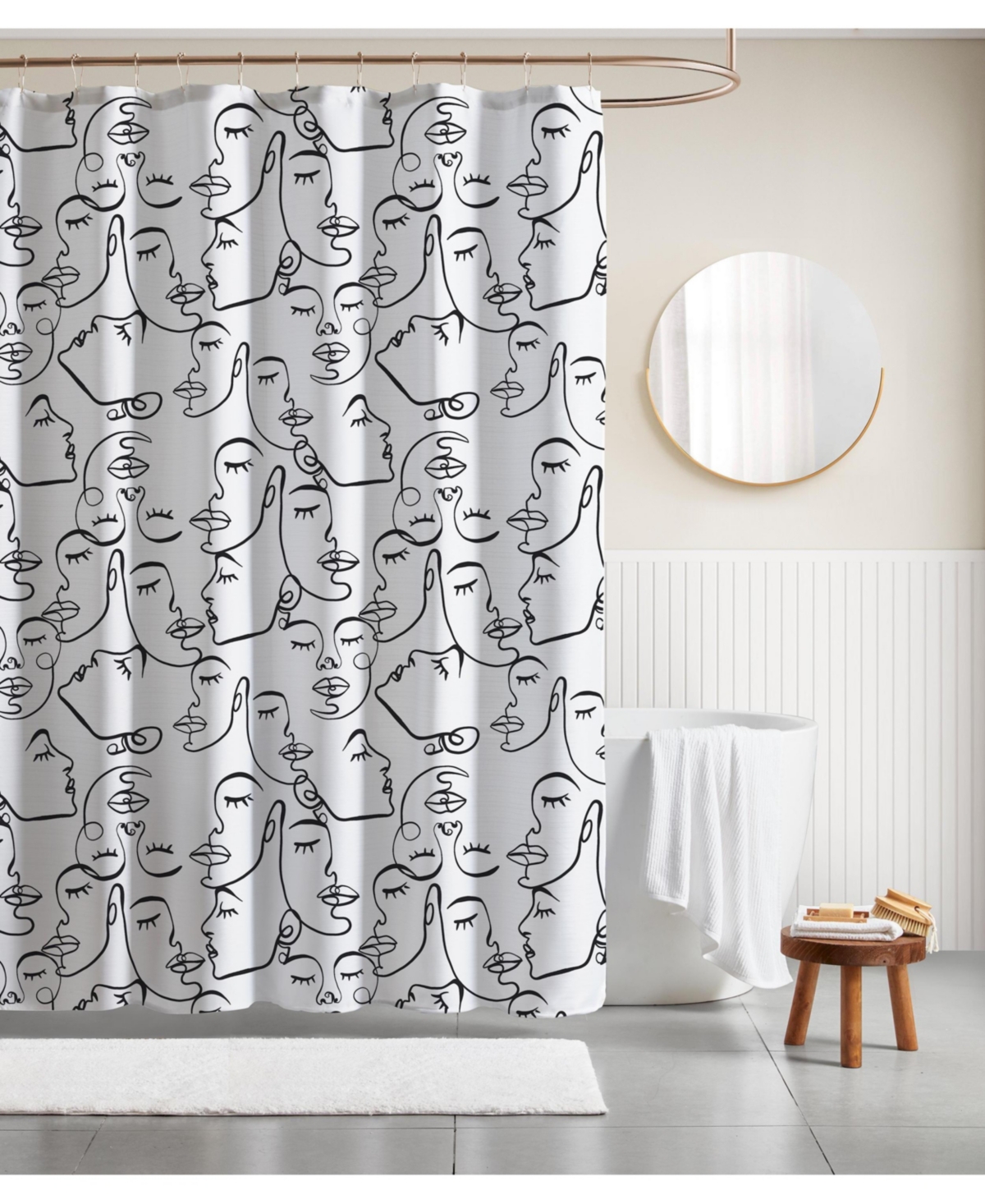 Click here for Design Studio Face Doodles Polyester Canvas Shower... prices