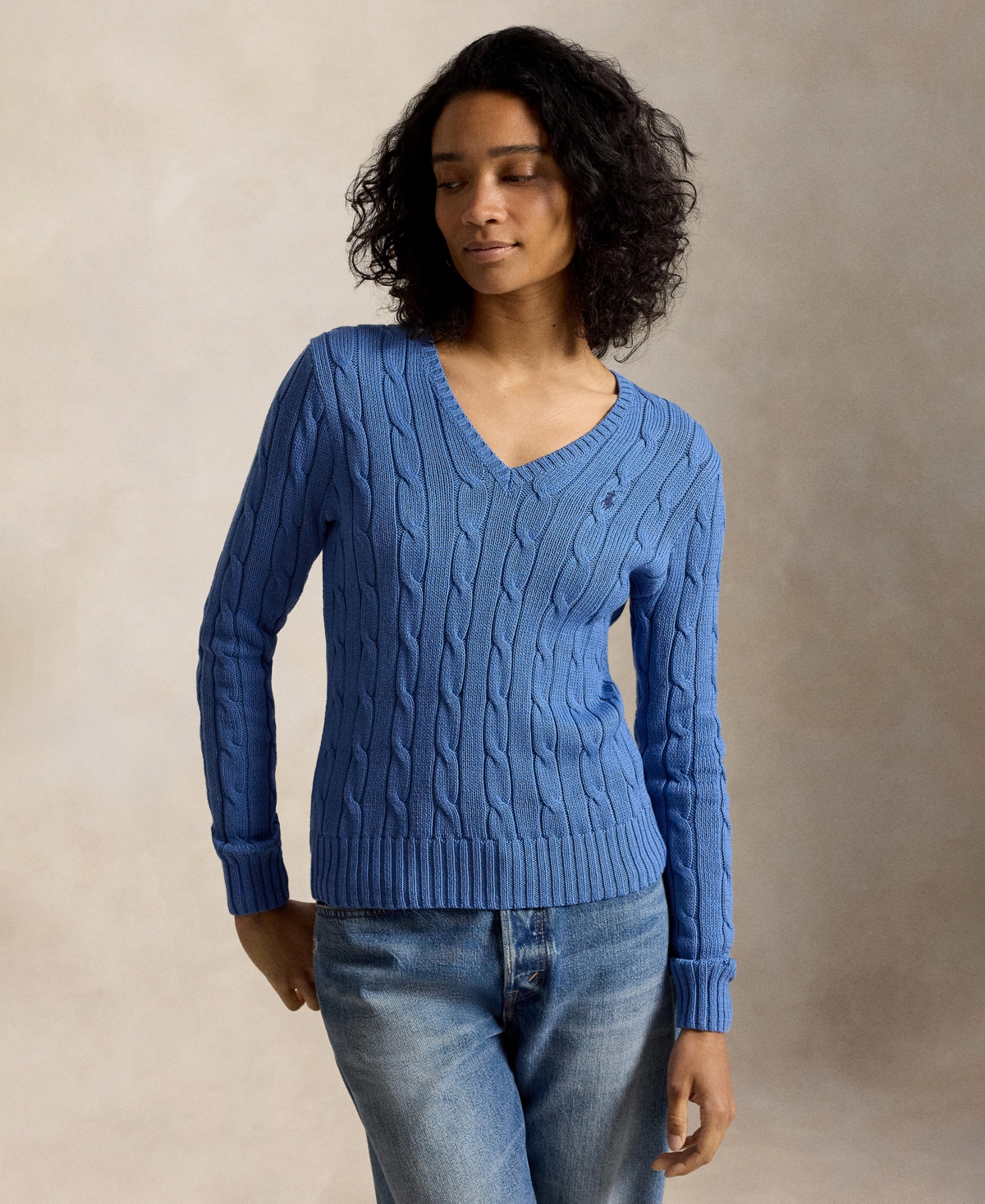 Click here for Polo Ralph Lauren Womens Cable-Knit Cotton V-Neck... prices
